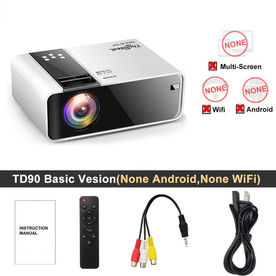 ThundeaL HD Mini Projector TD90 Native 1280 x 720P LED Android WiFi Pr ...